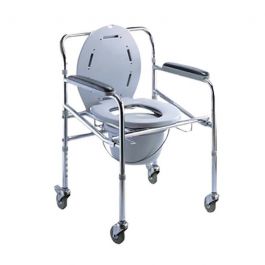 Steel Commode Chair Folding With Adjustable Height And Wheels CM696
